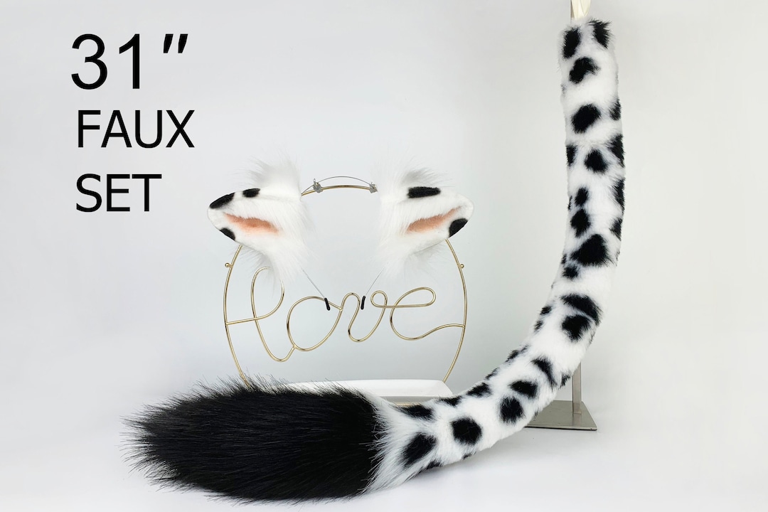 Realistic Faux Fur Cow Tail and Ear Set Cow Ear and Tail Set Cattle ...