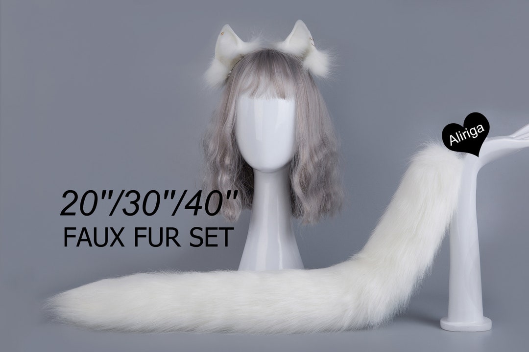 Fox Tail and Ear Set Faux Fur Fox Ear and Tail Cosplay Wolf Tail and ...