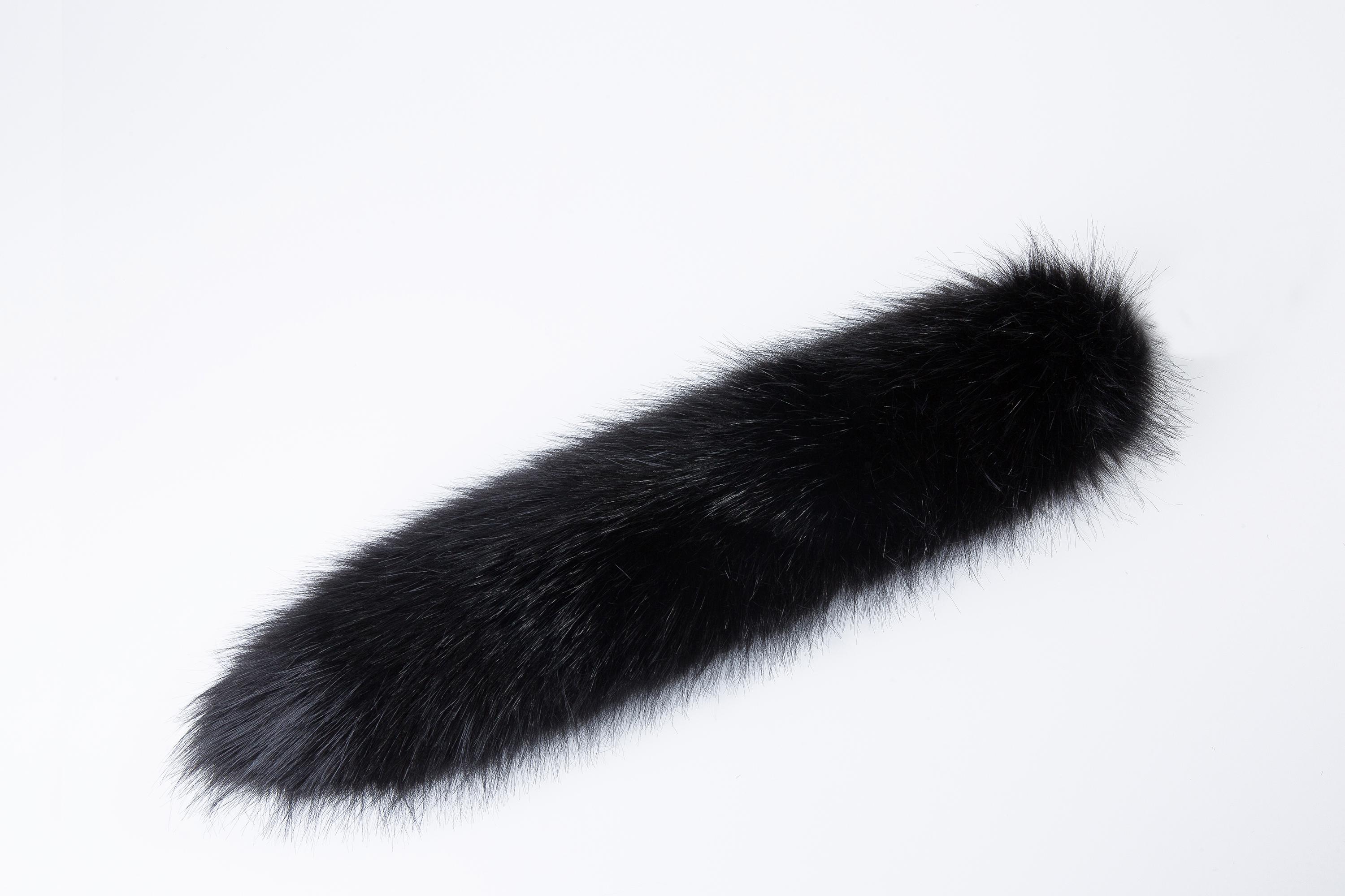 Black Realistic Faux Fur Fox Tail Fake Fur Fox Tail Anime Cosplay Wolf ...