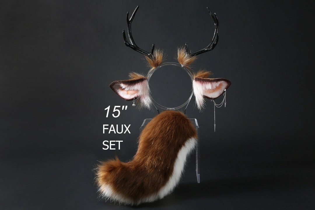 Realistic Faux Fur Deer Ear and Tail Set Deer Ear and Tail Set Anime ...