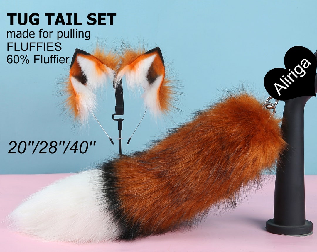 Brown Fluffy Fox Tail and Ear Set Fox Ear and Tail Cosplay Fluffy Wolf ...