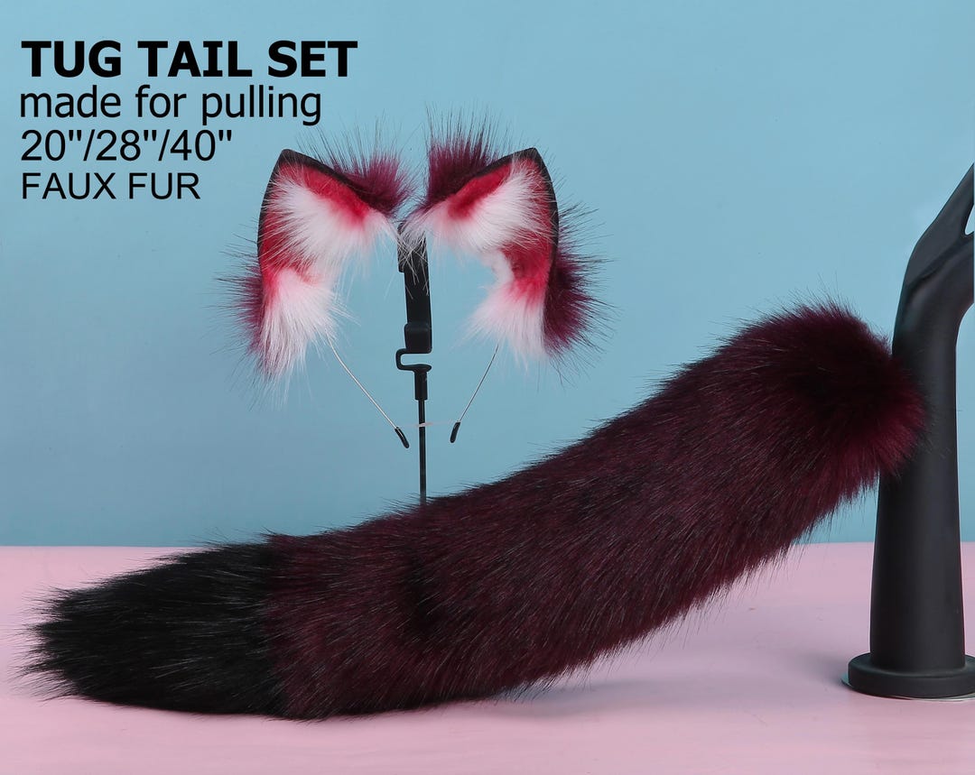 Red Fox Tail and Ear Set Faux Fur Fox Ear and Tail Cosplay Wolf Tail ...