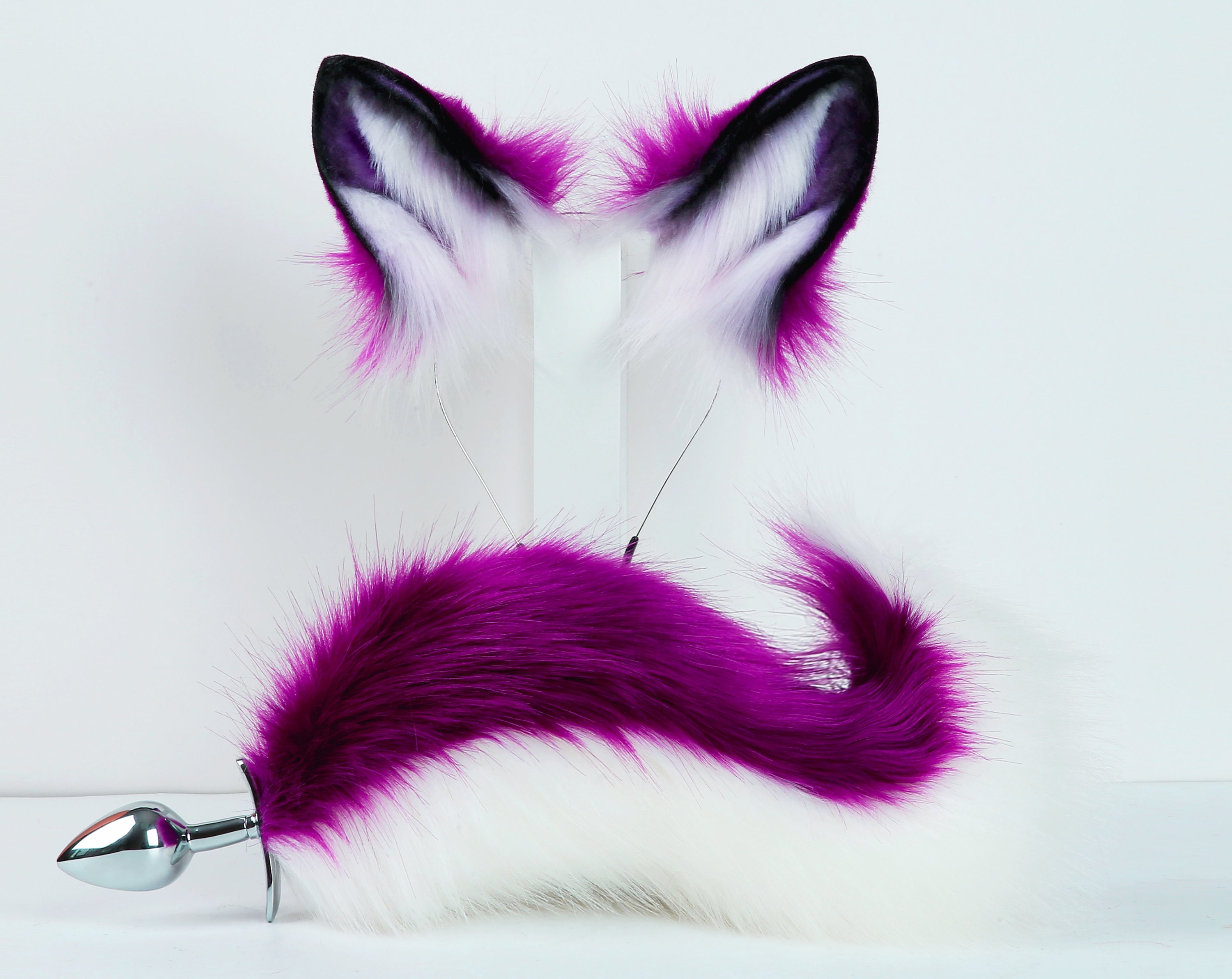 Purple dog tail plug and ear set Shiba Inu tail butt plug dog | Etsy