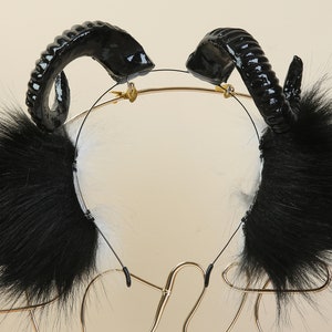 Goat Ear Headband Faux Fur Black Sheep Ear Halloween Gift Animal ...