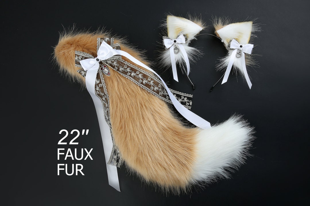Realistic Faux Fur Fox Tail and Ear Wolf Tail and Ear Kitten Ear and ...
