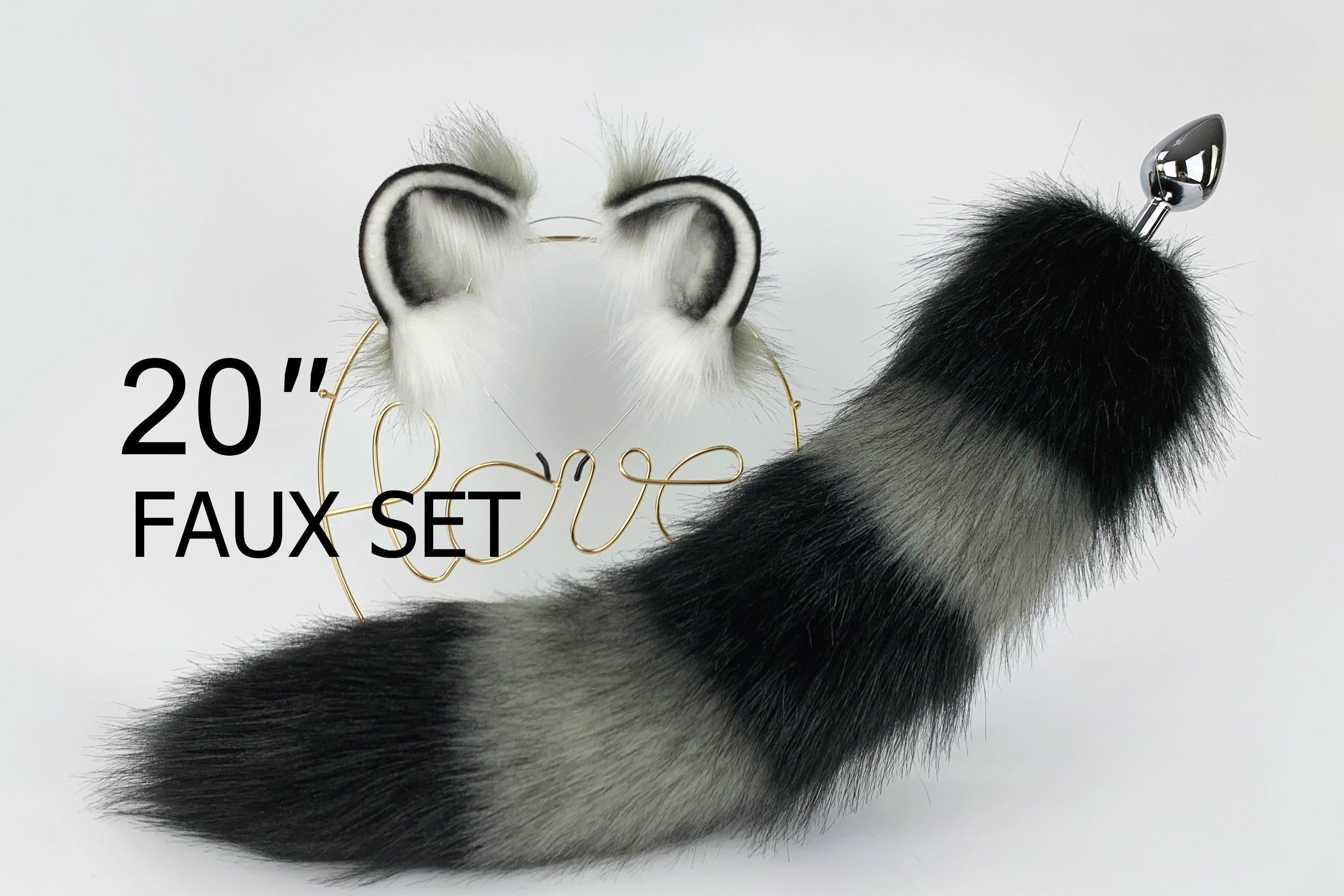 Faux Fur Raccoon Ear and Tail Plug Set Raccoons Ear and Tail | Etsy