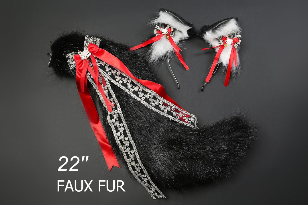 Fox Tail Plug and Ear Set Faux Fur Wolf Tail Plug and Ear Cat - Etsy