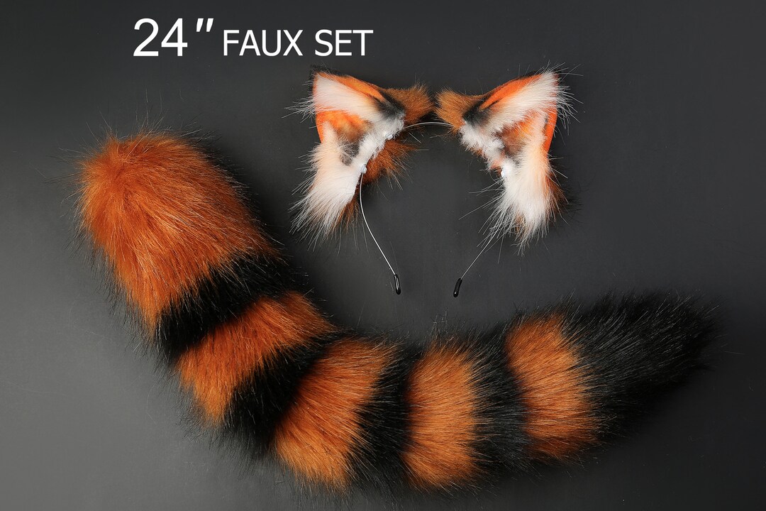 Faux Fur Fox Ear and Tail Set Wolf Ear and Tail Set Petplay Anime ...