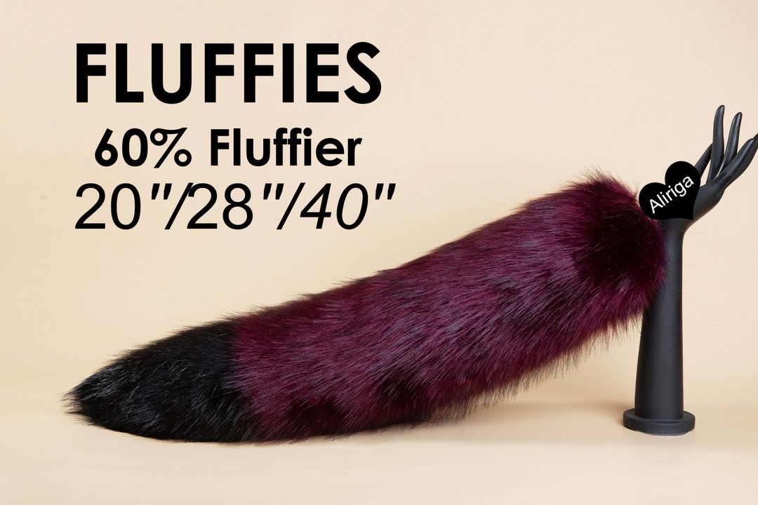Red Fluffy Fox Tail Faux Fur Wolf Tail Anime Cosplay Tail Petplay ...