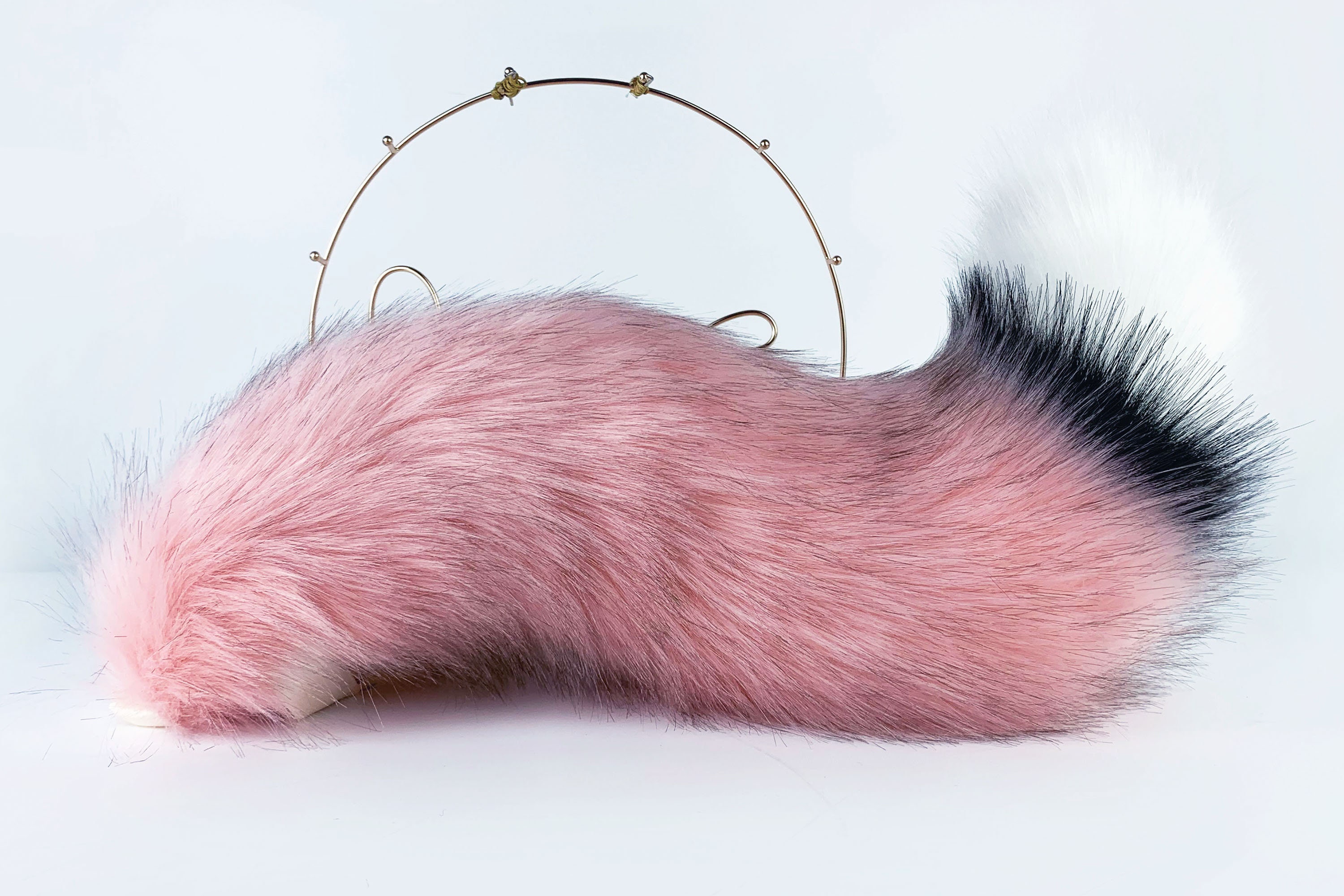 White Pink Fox Ear and Tail Plug Set Detach Curly Tail Butt - Etsy