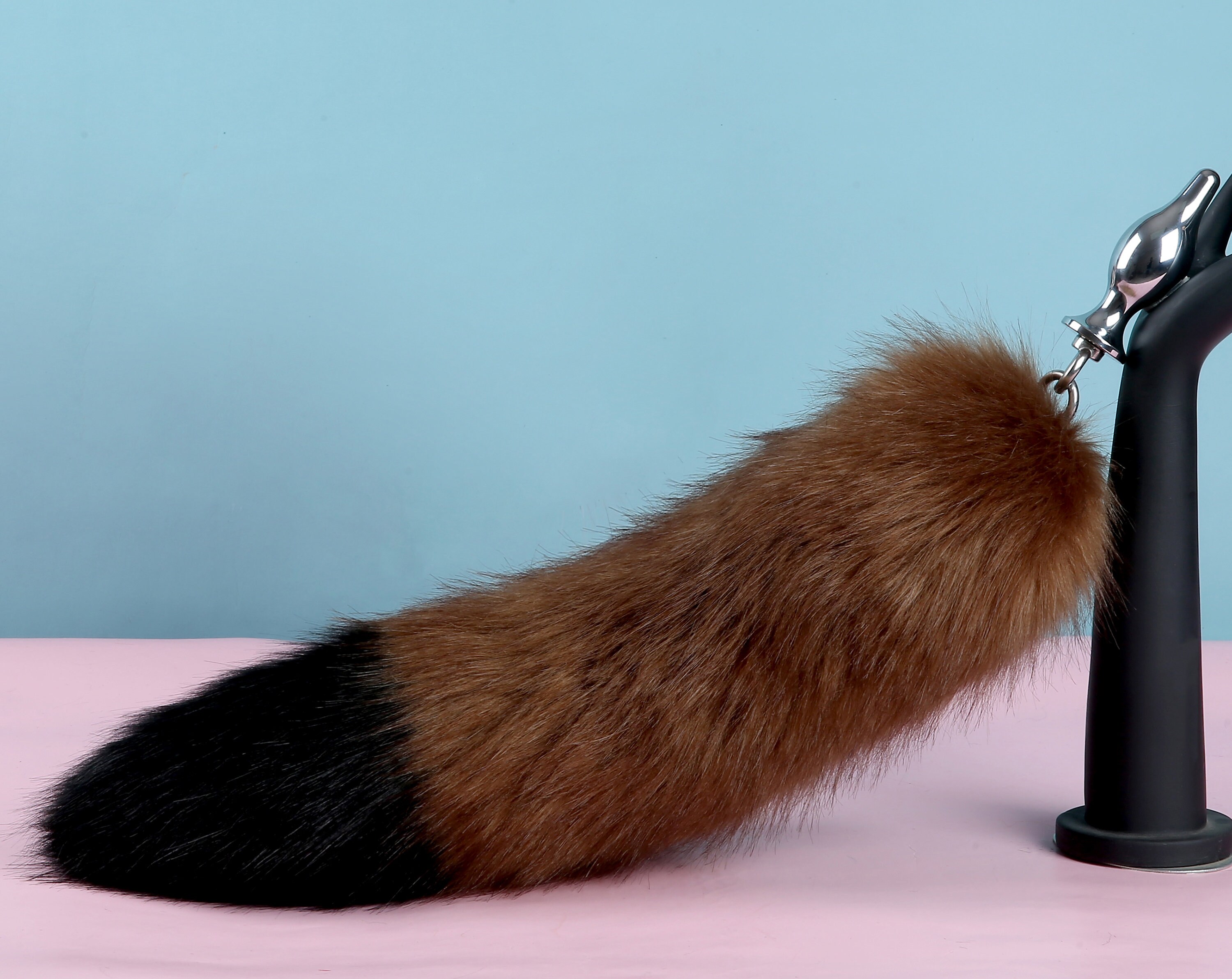 Coffee Black Fluffy Tug Tail Plug and Ear Set Fluffy Fox Tail - Etsy