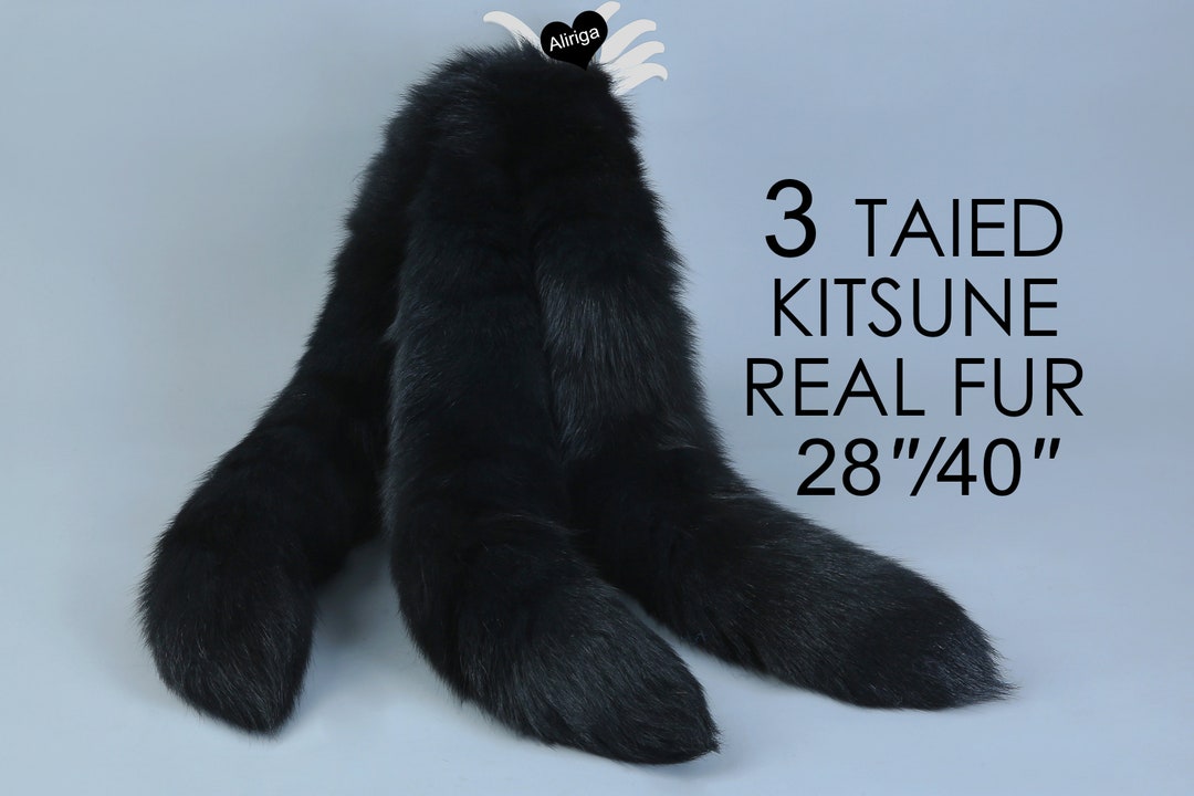 Real Fur 3 Tailed Kitsune Fox Tail 3 Tailed KITSUNE Tail Cosplay Anime ...