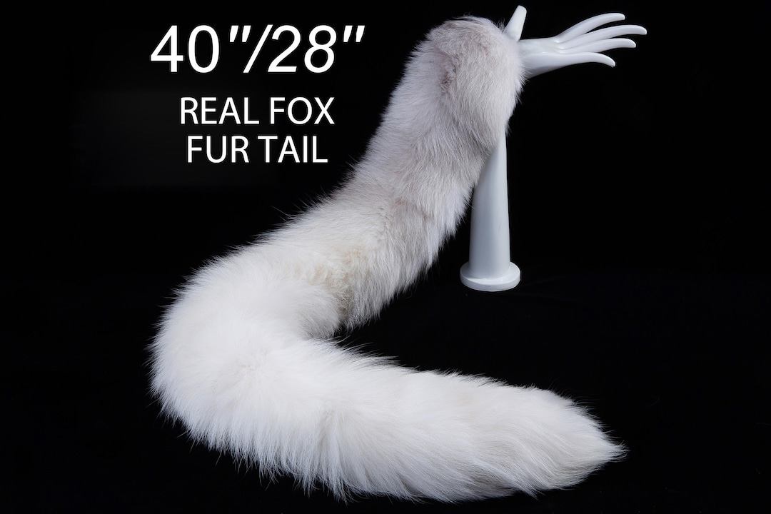 Aliriga Real Fur Fox Tail Cosplay White Fox Fur Fox Tail Long Wolf Tail ...