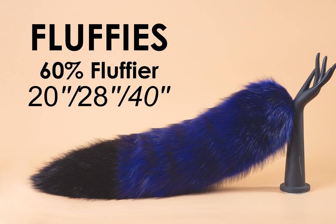Blue Fluffy Fox Tail Faux Fur Wolf Tail Anime Cosplay Tail Petplay ...