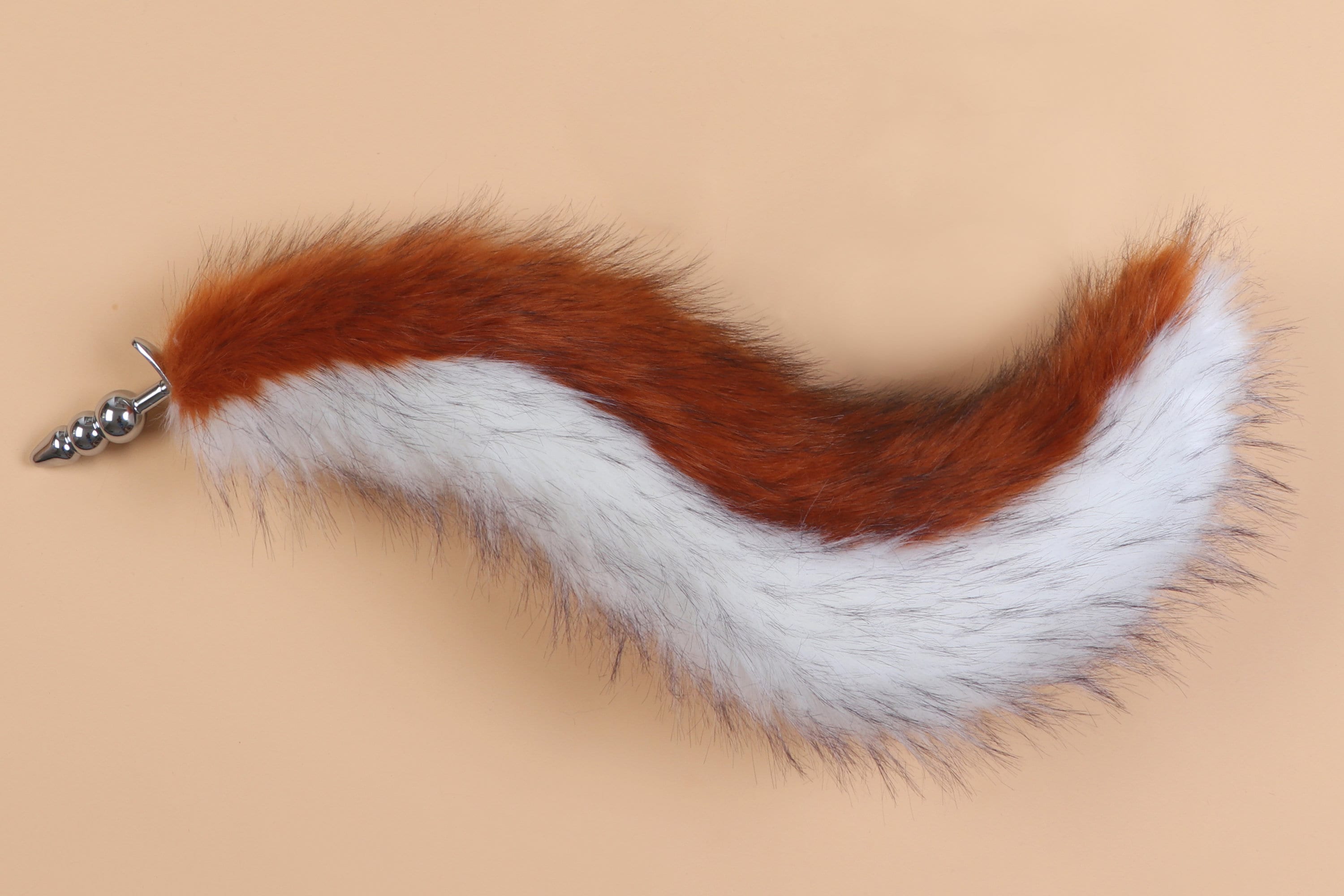 White Brown Faux Fur Fox Tail Plug and Ear Wolf Tail Buttplug - Etsy