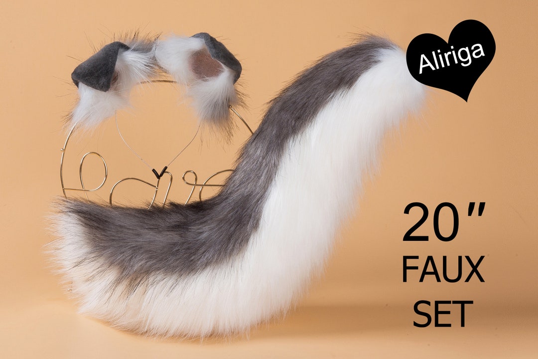 Realistic Faux Fur Puppy Tail and Ear Set Shiba Inu Dog Tail and Ears ...