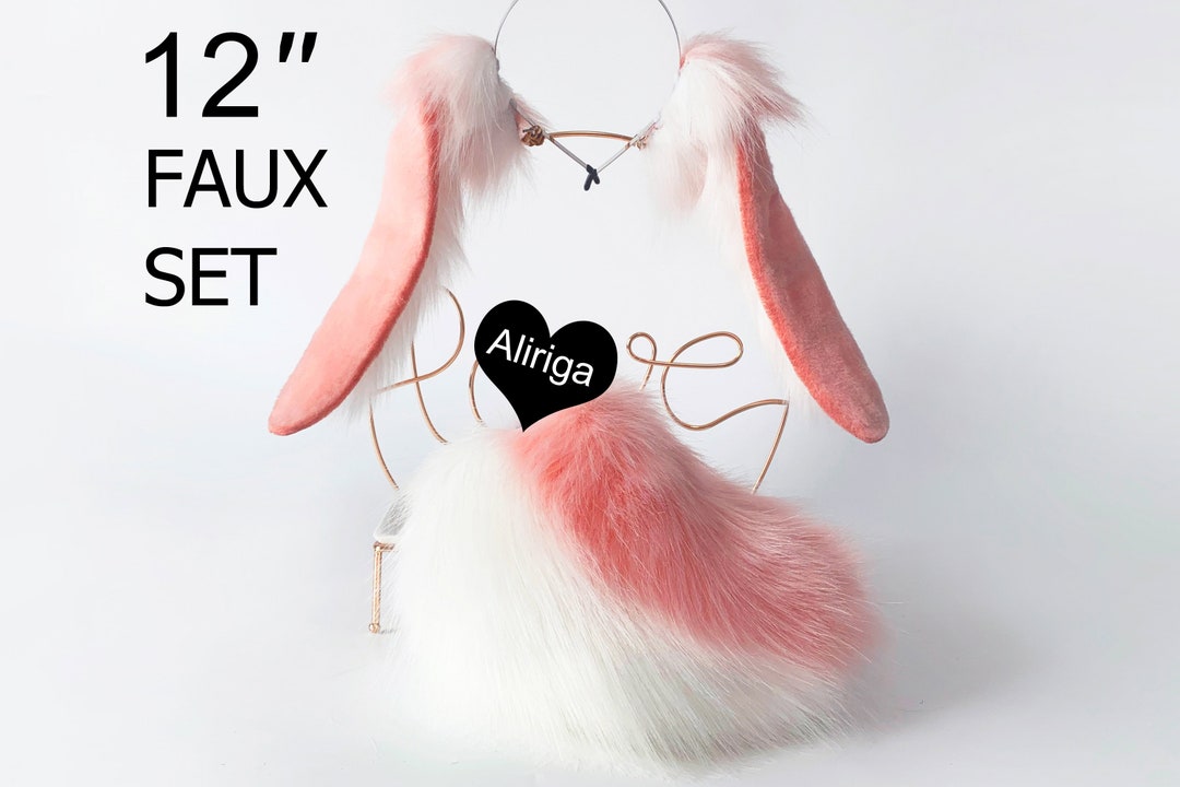 Pink Lop Bunny Ear and Tail Set Rabbit Ear and Tail Set Bunny Ears Tail ...
