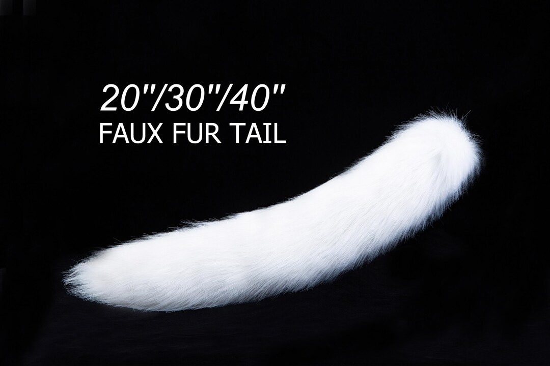 White Realistic Faux Fur Fox Tail Fake Fur Fox Tail Anime Cosplay Wolf ...