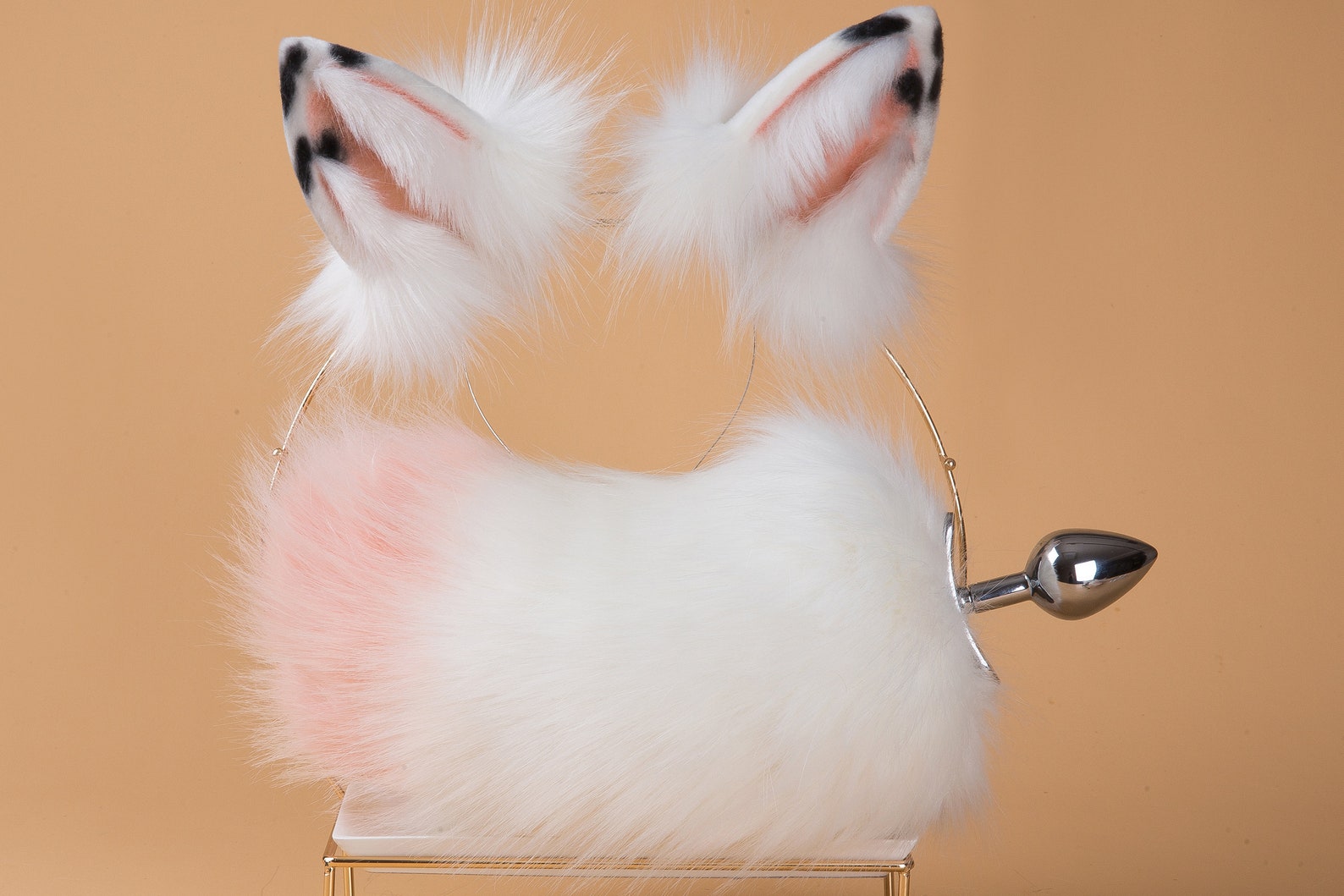 White Pink Faux Fur Bunny Tail Plug Short Tail Butt Plug - Etsy