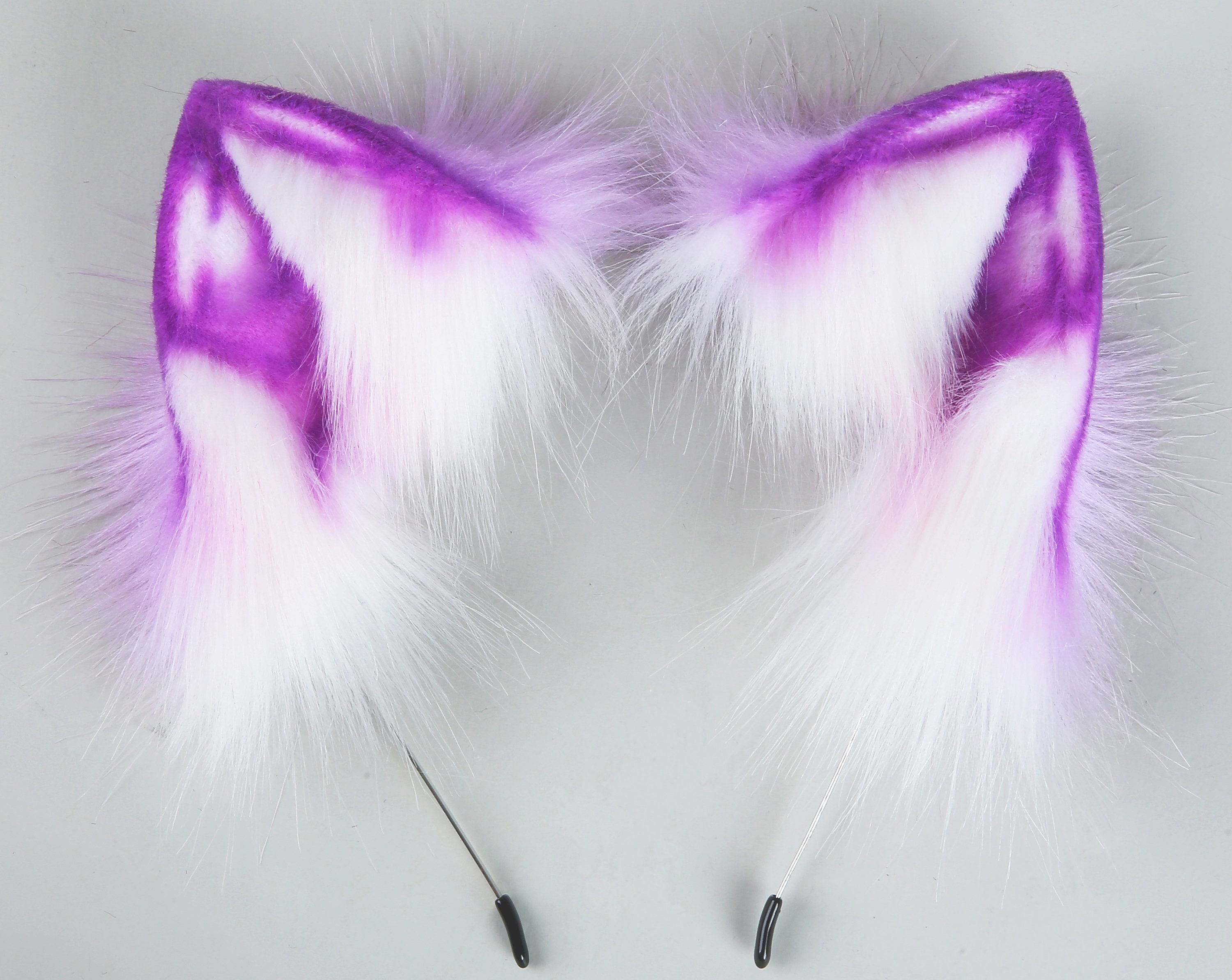 Purple White Fox Tail Plug And Ear Set Fox Ear Wolf Tail Butt Etsy