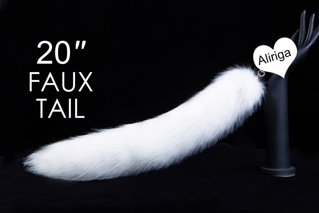 White Realistic Faux Fur Fox Tail Fake Fur Fox Tail Anime Cosplay Wolf ...