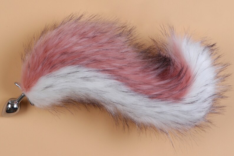 White Pink Fox Tail Plug and Ears Set Faux Fur Curly Tail Butt - Etsy
