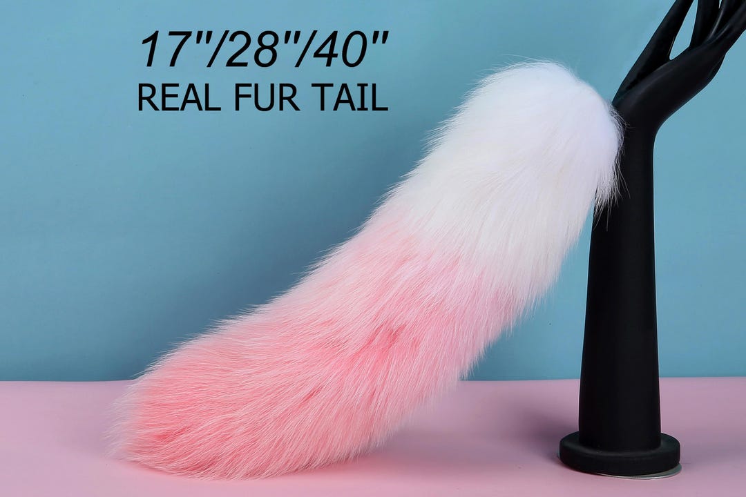 Aliriga Pink Real Fox Fur Tail Kemonomimi- Wolf Tail - Cat Tail - Anime ...