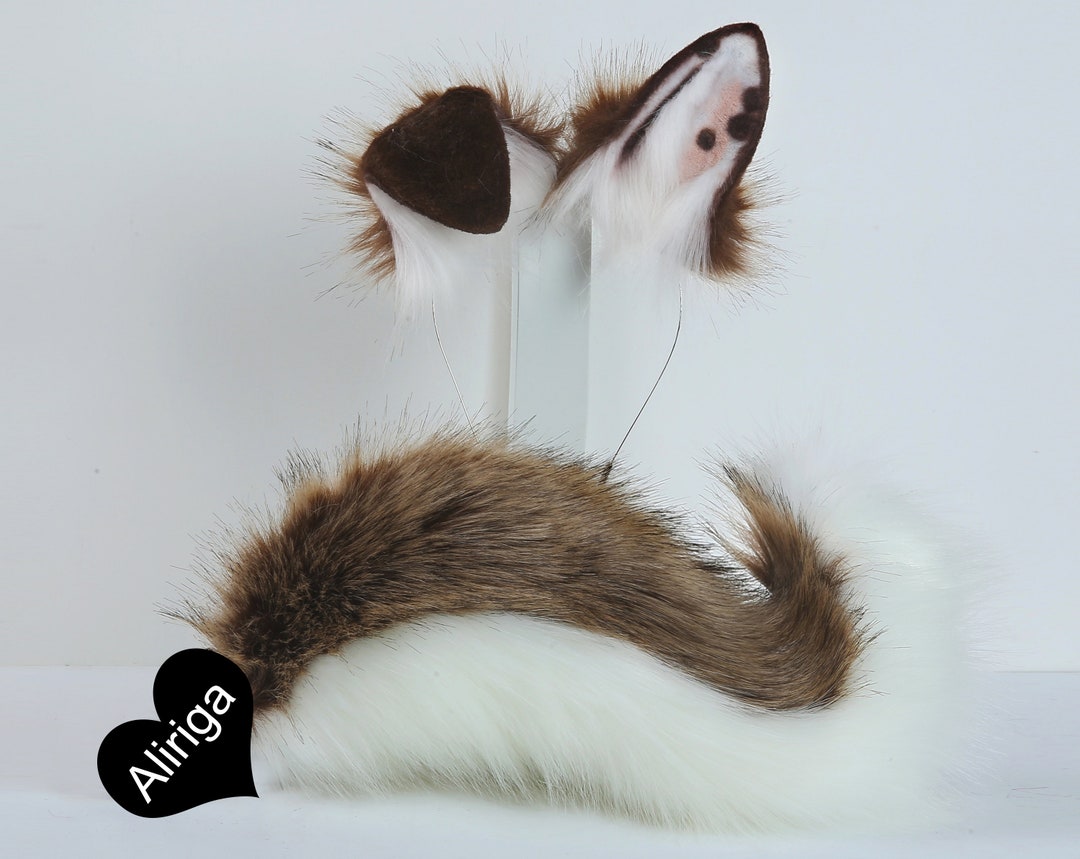 Realistic Faux Fur Puppy Tail and Ear Set Shiba Inu Dog Tail and Ears ...