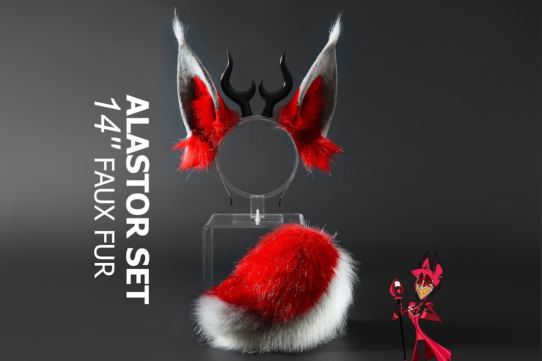 Realistic Faux Fur Alastor Ears Hazbin Hotel Alastor Tail - Alastor ...