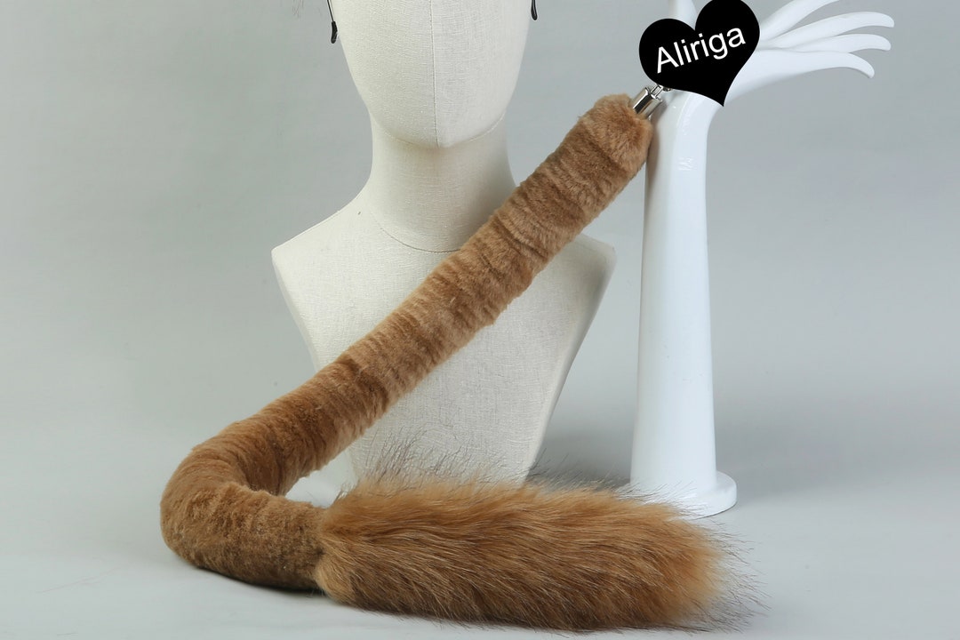 Brown Realistic Faux Fur Fox Tail Fake Fur Fox Tail Anime Cosplay Wolf ...