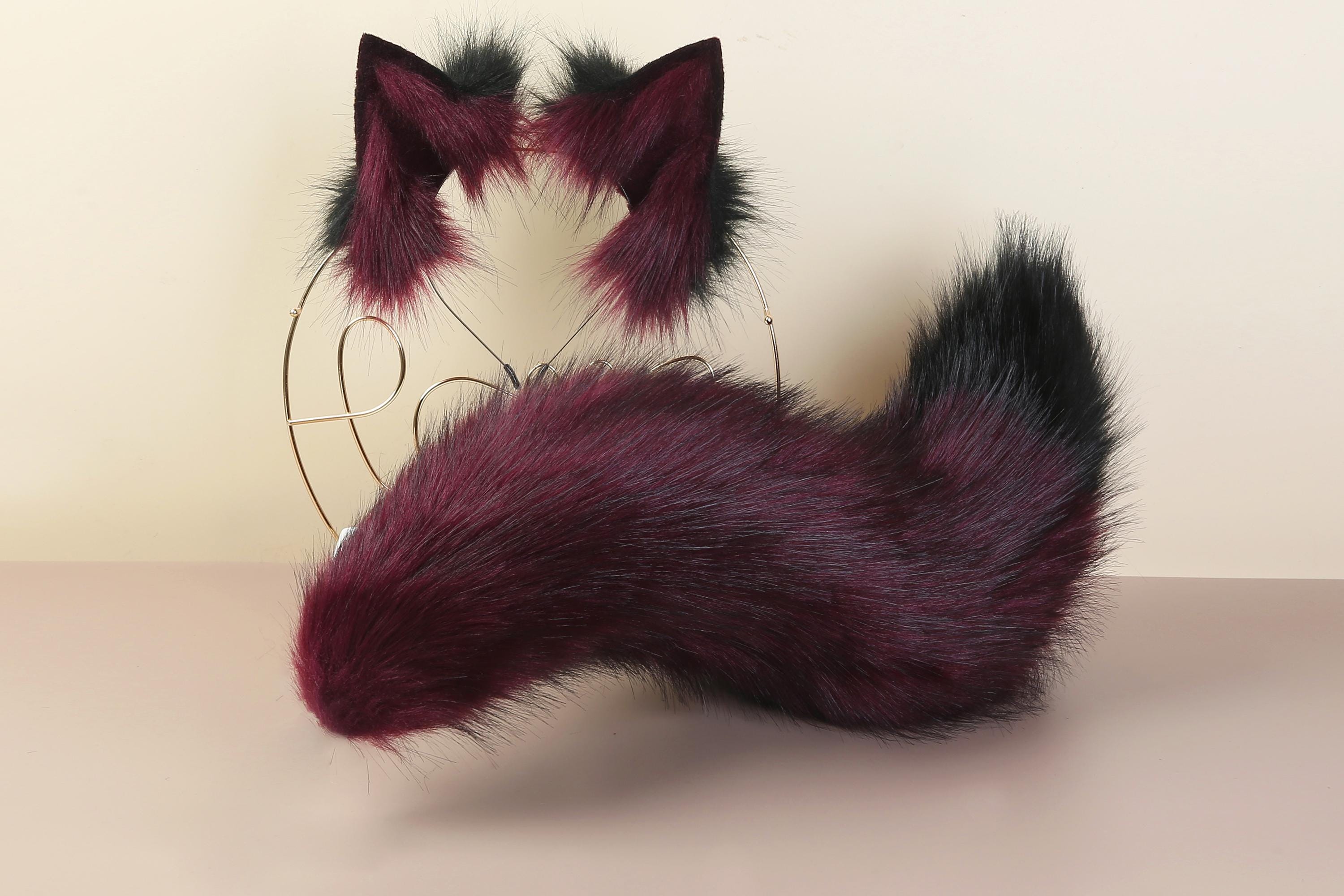 Fox Tail and Ear Realistic Faux Fur Wolf Tail and Ear Kitten Ear and ...