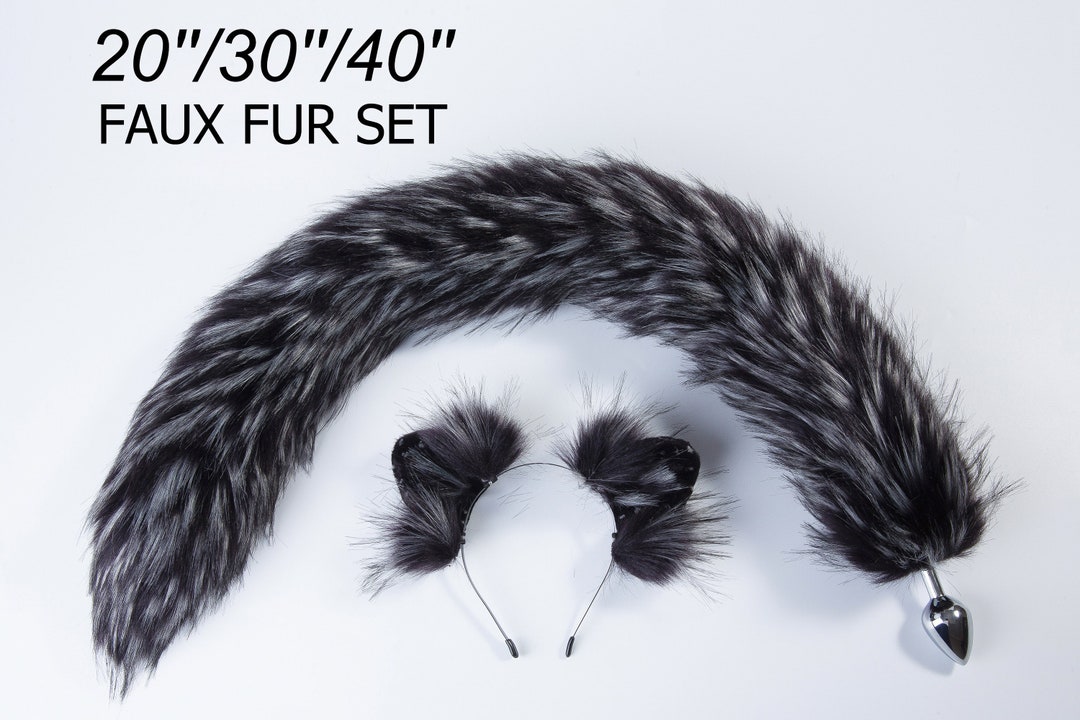 Fox Tail Plug and Ear Cat Ear Headband Faux Fur Tail Butt Plug Tail ...
