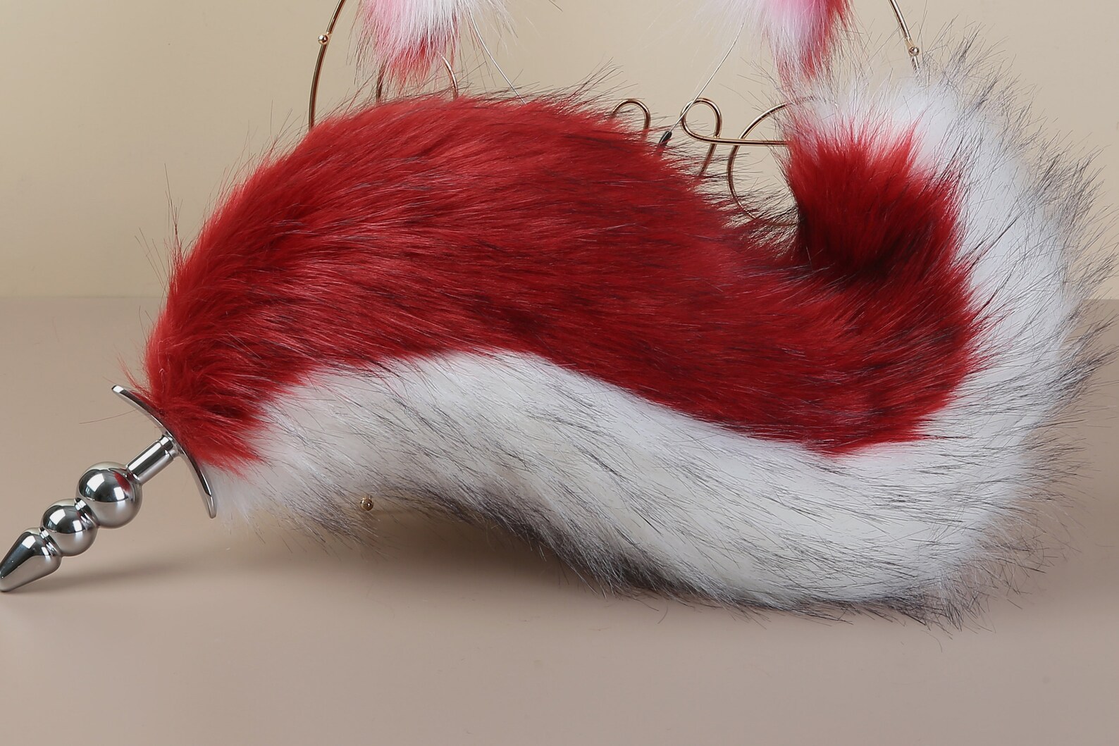 White Red Fox Tail Plug and Ear Set Tail Butt Plug Wolf Tail - Etsy