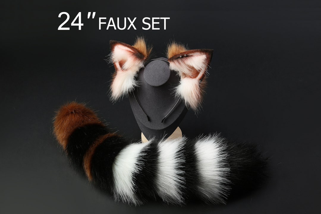 Faux Fur Red Panda Ear and Tail Set Fox Ear and Tail Set Petplay Anime ...