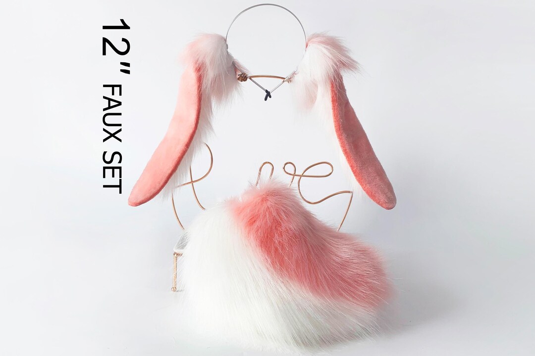 Pink Lop Bunny Ear and Tail Set Rabbit Ear and Tail Set Bunny Ears Tail ...