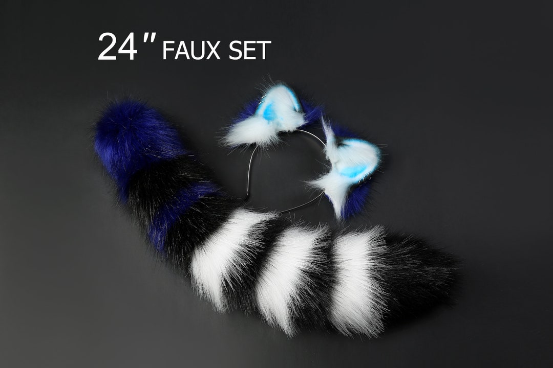Faux Fur Raccoon Ear and Tail Plug Set Raccoons Ear and Tail - Etsy
