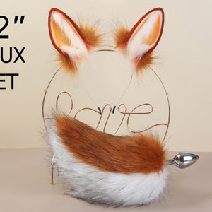 Brown White Bunny Tail Plug and Ear Set Rabbit Tail Butt Plug | Etsy