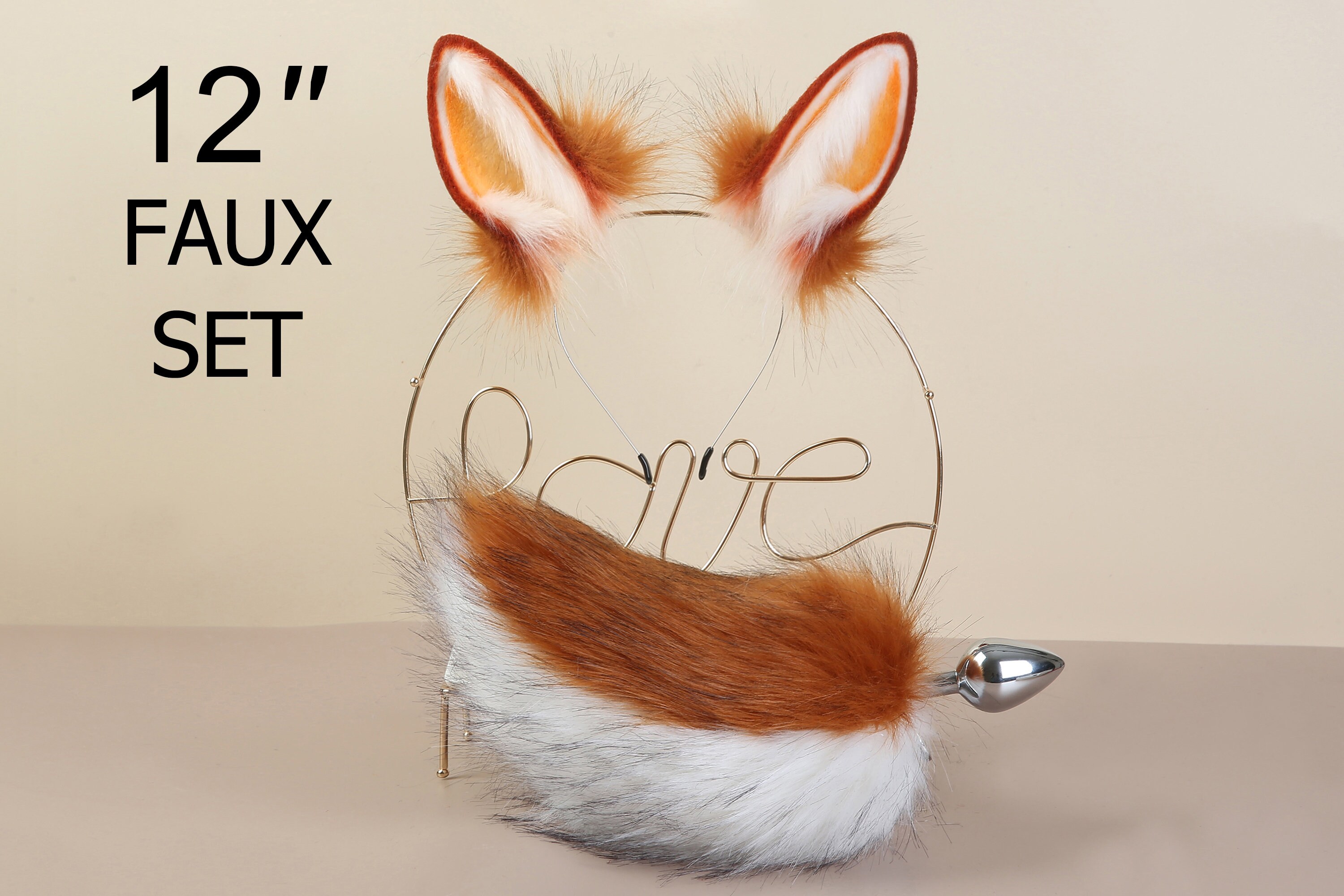 Brown White Bunny Tail Plug and Ear Set Rabbit Tail Butt Plug | Etsy