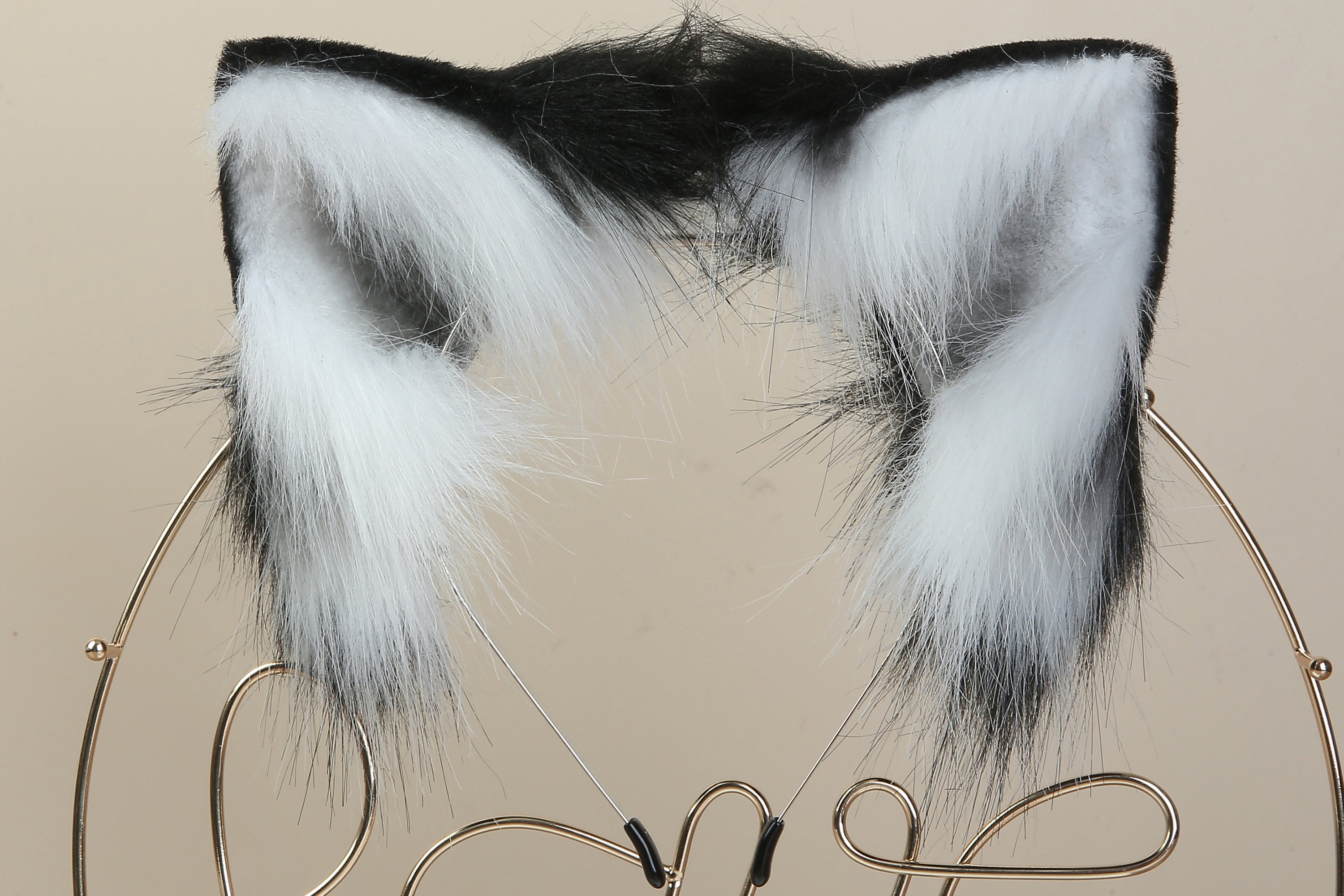 Black and White Cat Ear and Tail Plug Set-kitten Tail Buttplug | Etsy