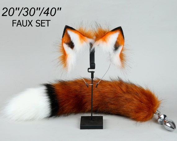 Costume Accessories Accessories Red Fox Tail Plug And Ear Set Fox Ear And Tail Butt Plug Wolf
