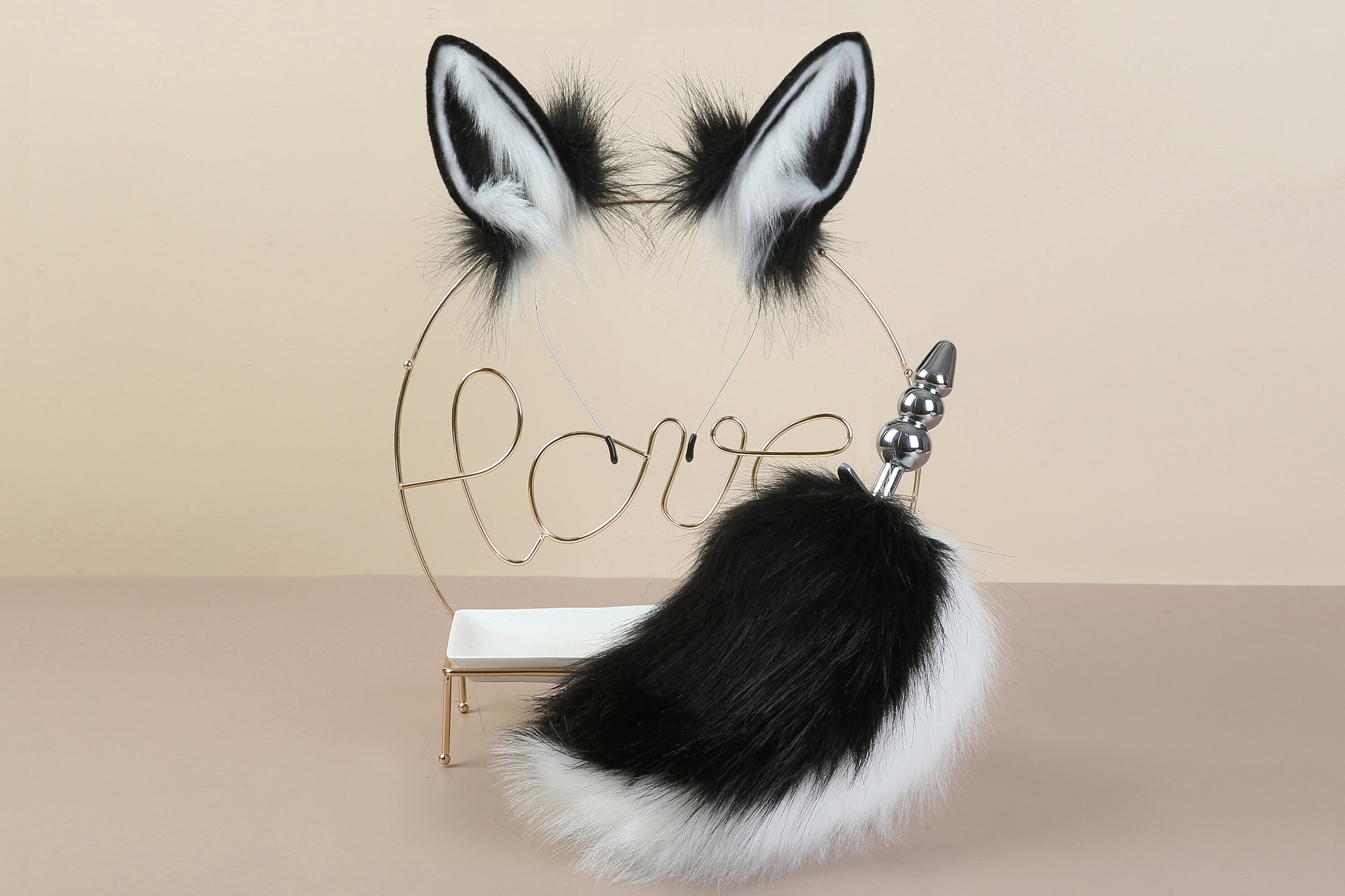 Black White Bunny Ear and Tail Plug Set Rabbit Tail Butt Plug - Etsy UK