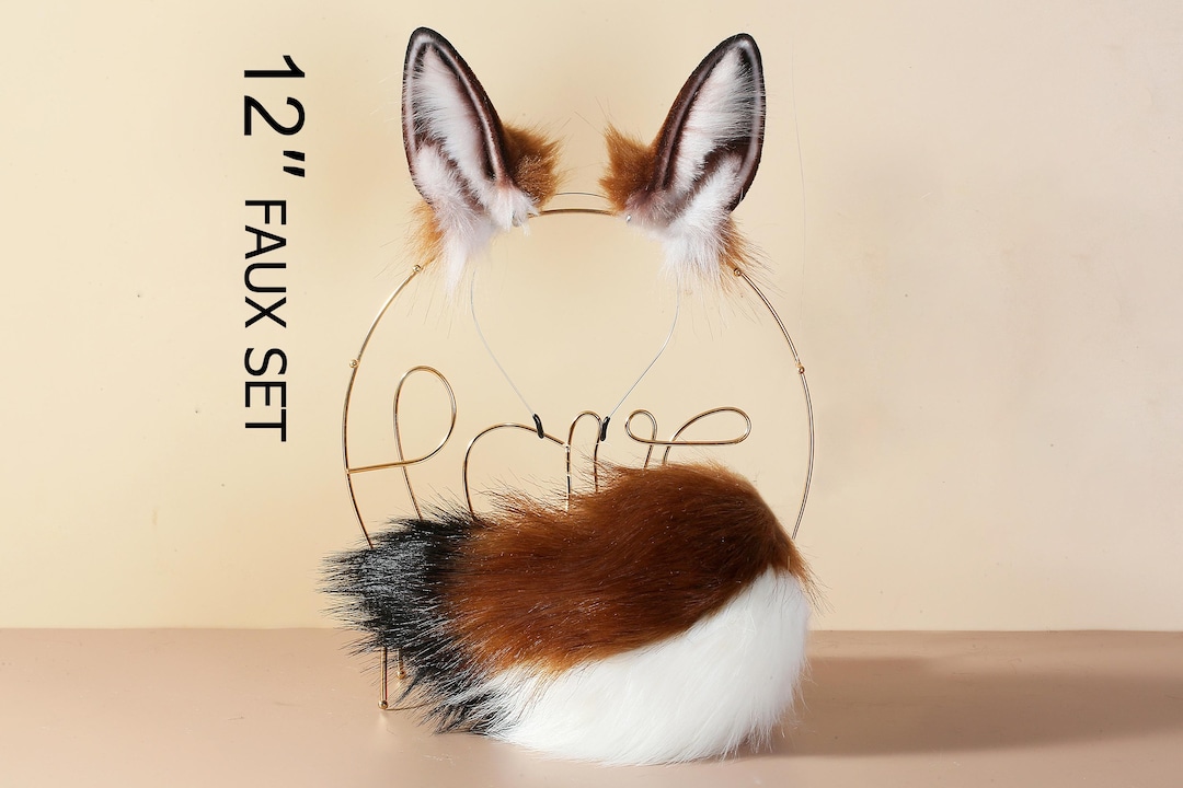 Faux Fur Bunny Tail and Ear Set Rabbit Ear and Tail Set Bunny Ears Tail ...