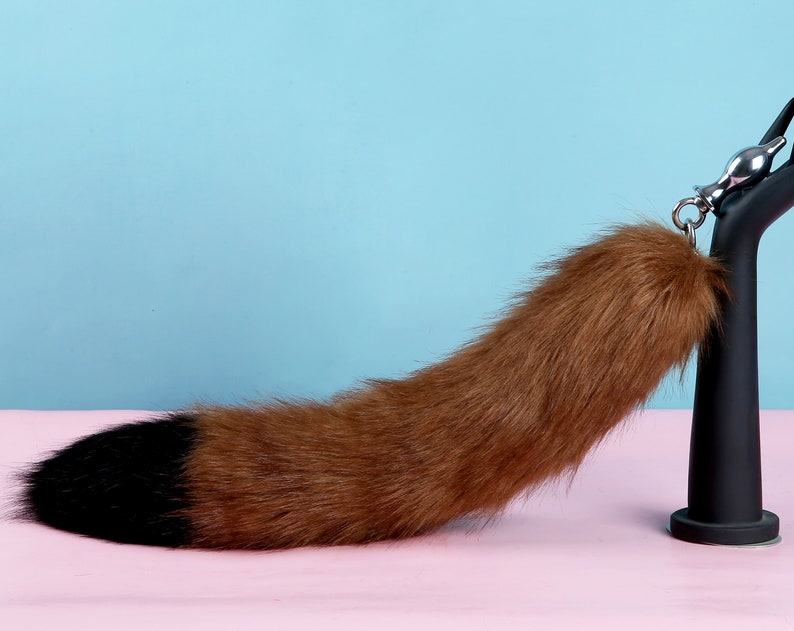 Coffee Black Tug Tail Plug And Ear Set Faux Fur Fox Tail Butt Etsy