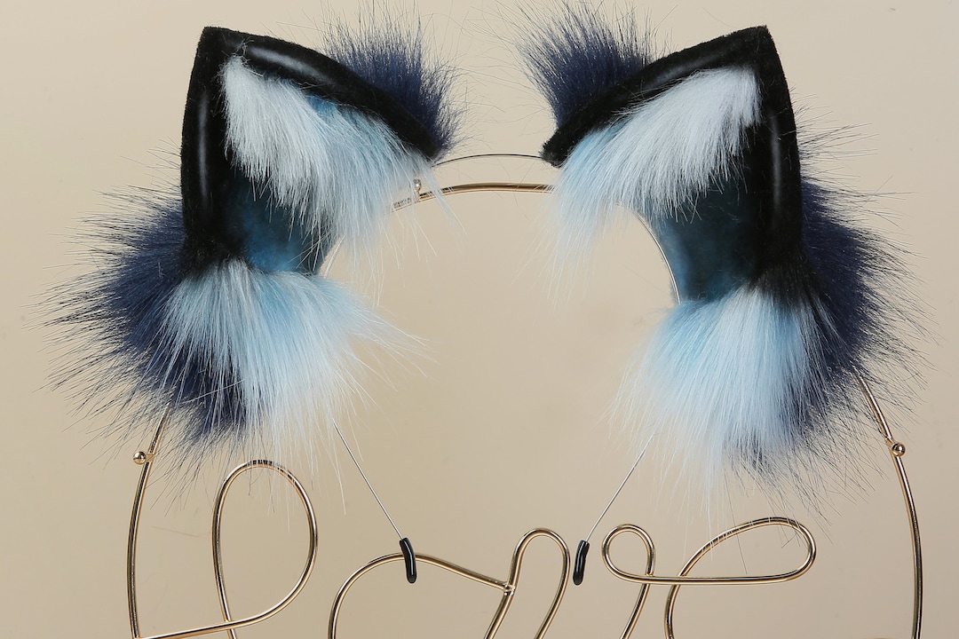 Faux Fur Fox Ear Blue Black White Wolf Ear Cat Ear Headband Kitten Ear ...