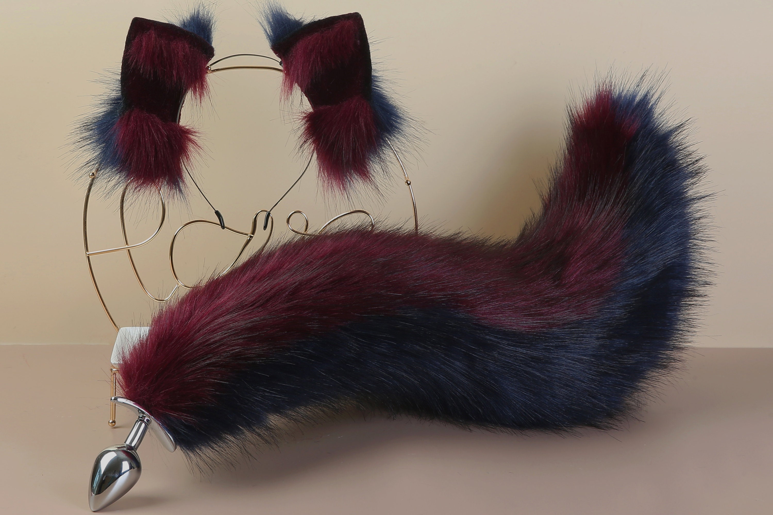 Faux Fur Curvy Fox Tail Plug And Ear And Tail Plug Set Wolf Etsy