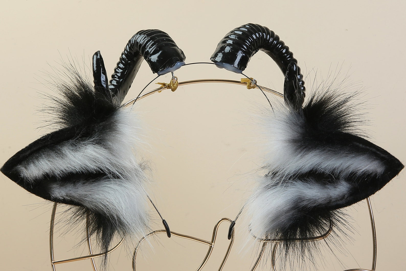 Goat ear headband faux fur black sheep ear Halloween gift | Etsy