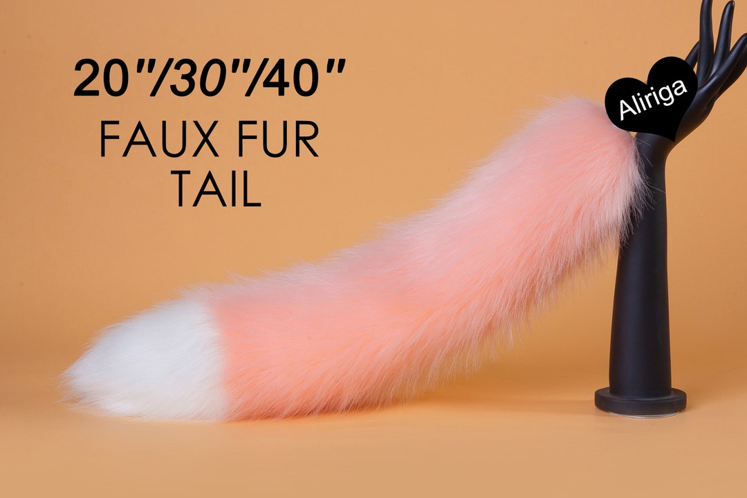 Pink Realistic Faux Fur Fox Tail Fake Fur Fox Tail Anime Cosplay Wolf ...