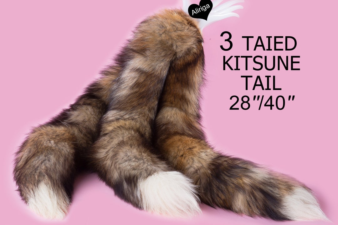 Real Fur 3 Tailed Kitsune Fox Tail 3 Tailed KITSUNE Tail Cosplay Anime ...