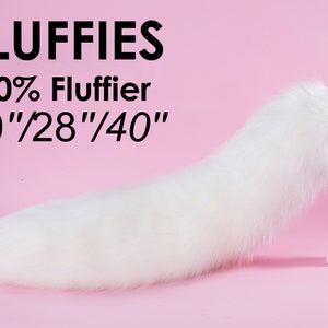 White Fluffy Fox Tail Faux Fur Wolf Tail Anime Cosplay Tail Petplay ...