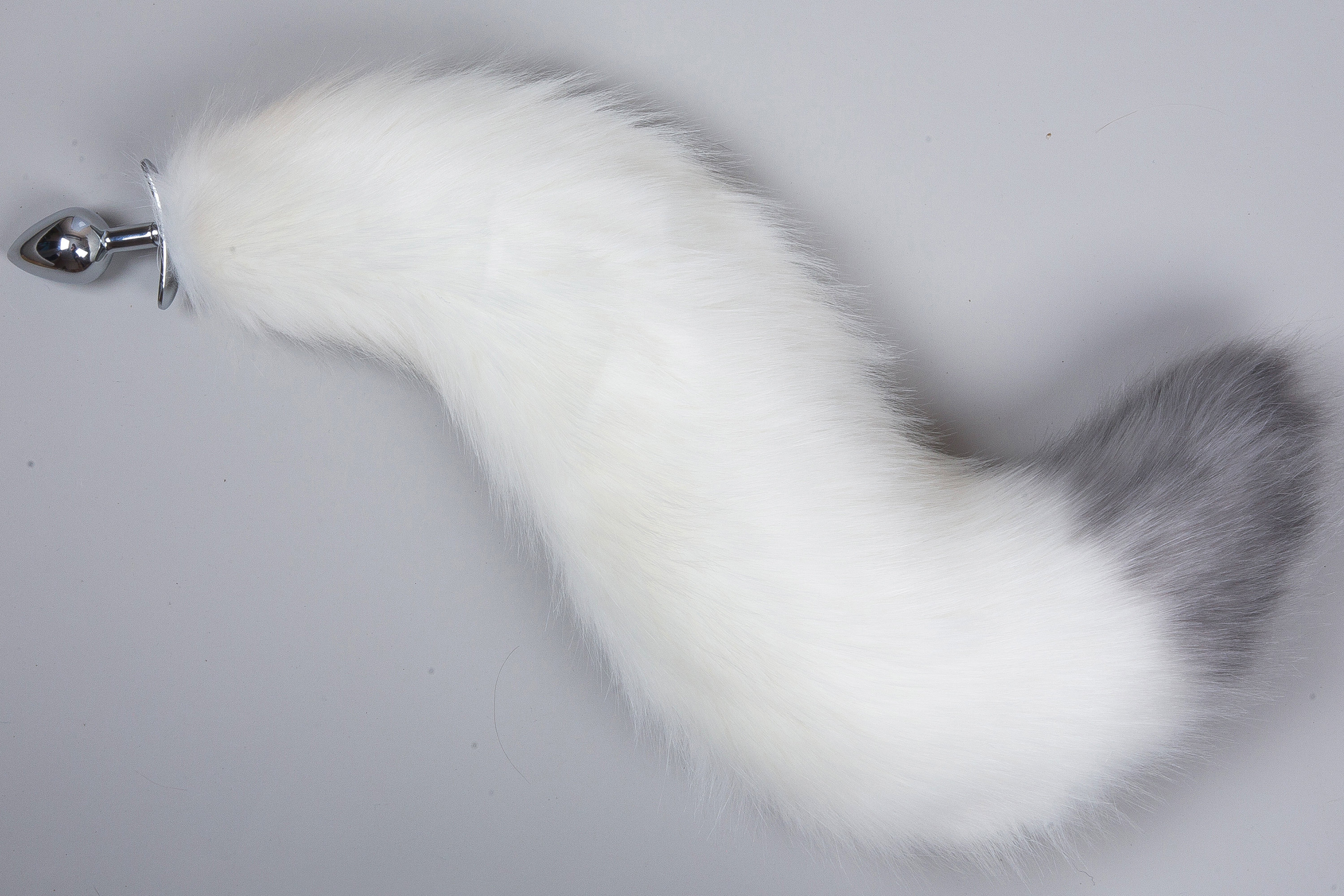 White and gray fox tail plug and ear neko ear and tail set | Etsy